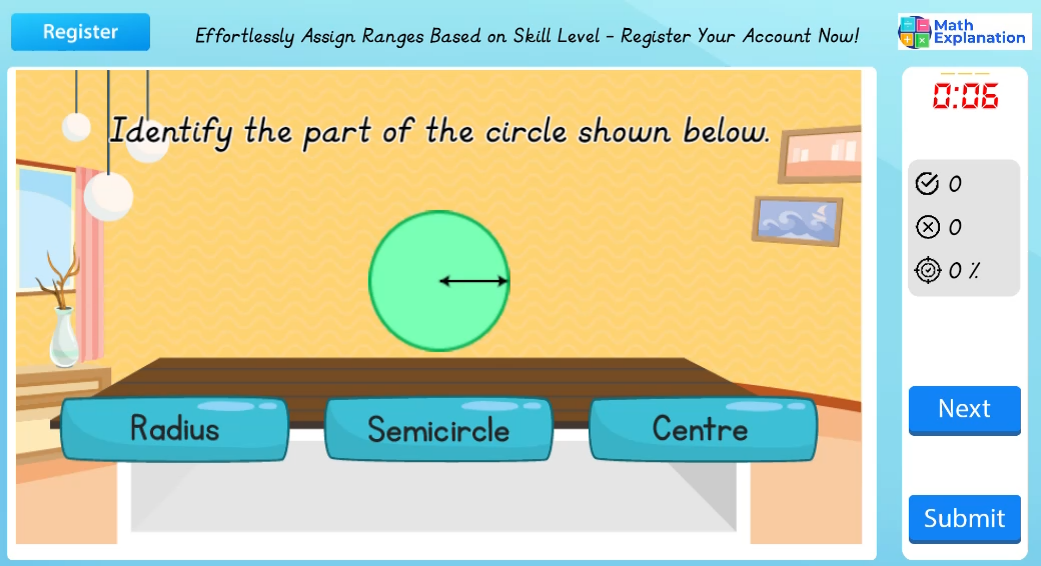Math Explanation | Features of a circle - Engaging Primary Maths Software