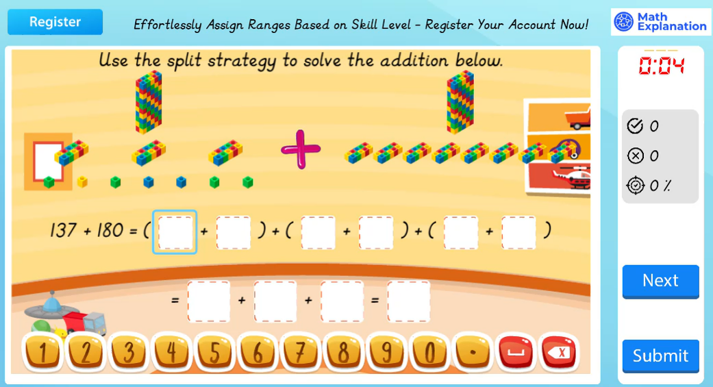 Math Explanation | Addition using the split strategy: 3 digits ...