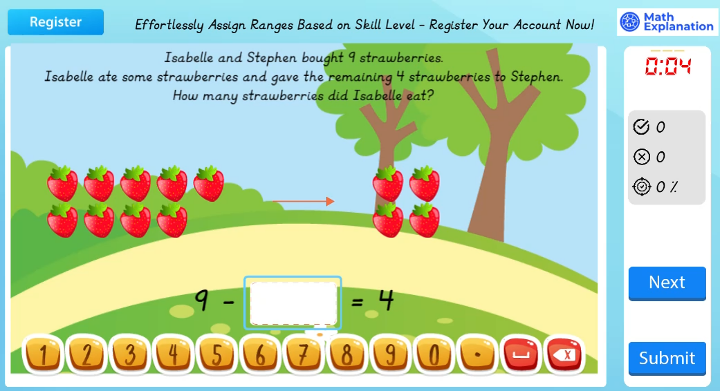 Math Explanation | Number sentence: Problem-solving with subtraction ...