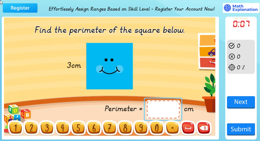 Math Explanation | Perimeter of common shapes - Squares - Engaging ...