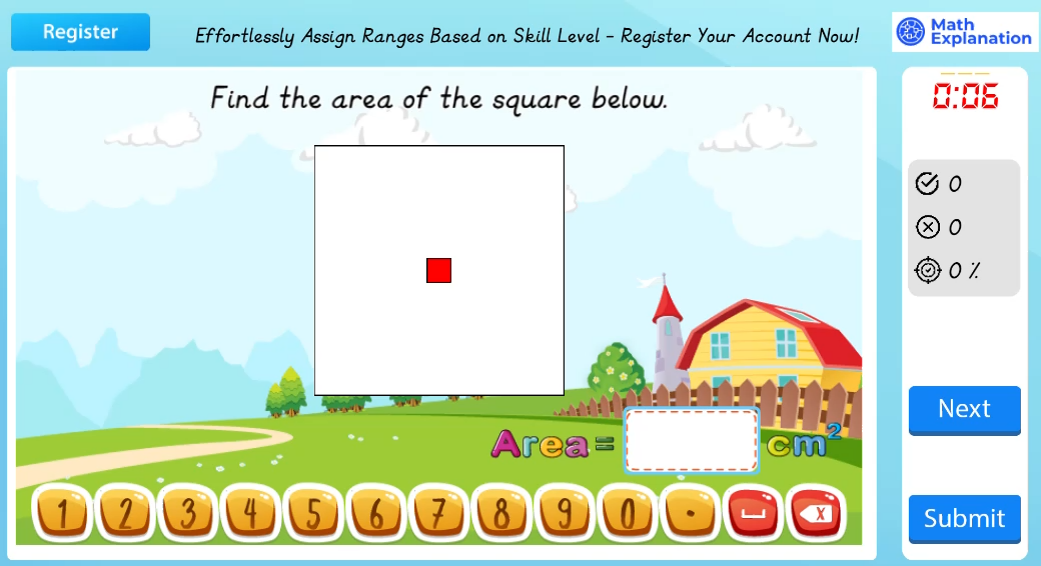 Math Explanation | Area of a square - Engaging Primary Maths Software
