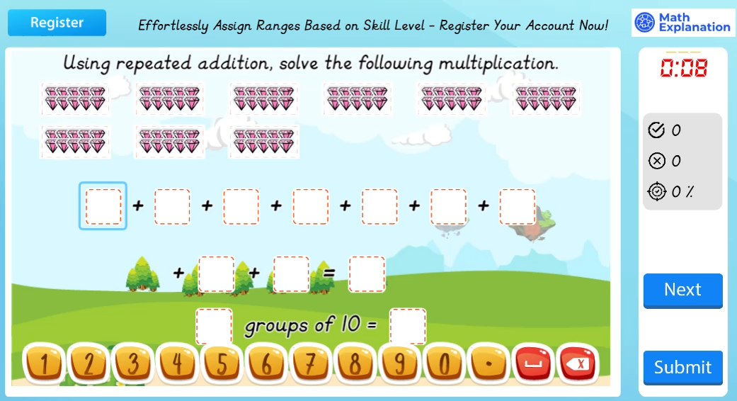 Math Explanation | Multiplication as repeated addition: 10s - Engaging ...