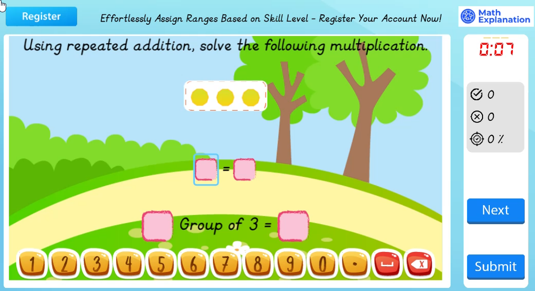 Math Explanation | Multiplication as repeated addition: 3s - Engaging ...