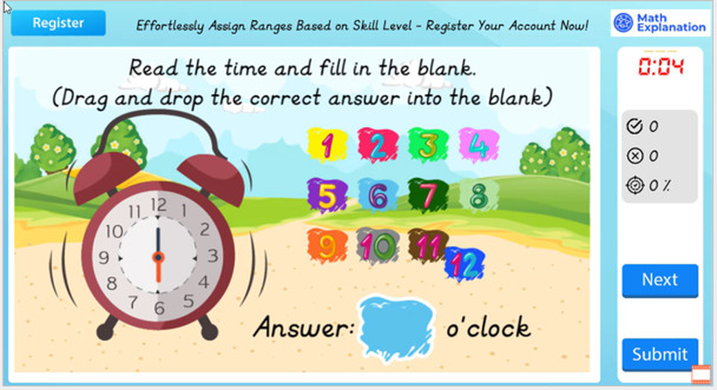 Math Explanation | Reading an analog clock: O'clock - Engaging Primary ...