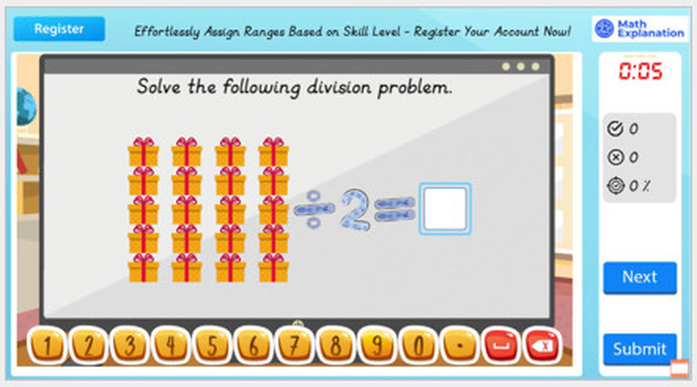 Math Explanation | Division by 2 - Engaging Primary Maths Software
