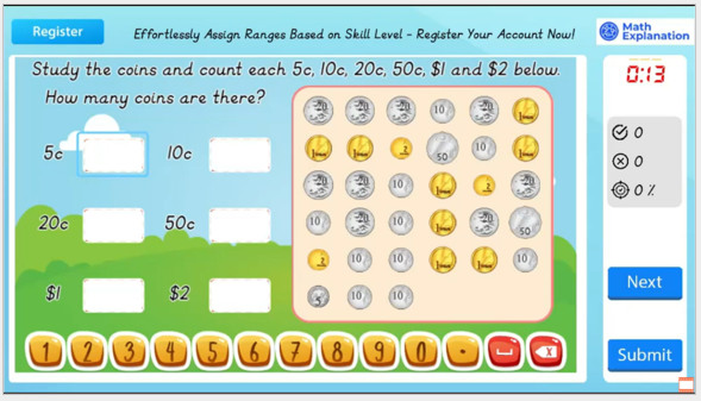 Math Explanation | Identifying, sorting and counting coins - Engaging ...