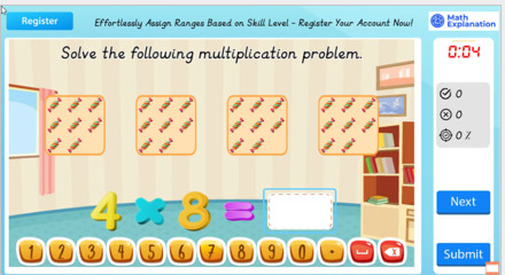 Math Explanation | 4 Times table - Engaging Primary Maths Software