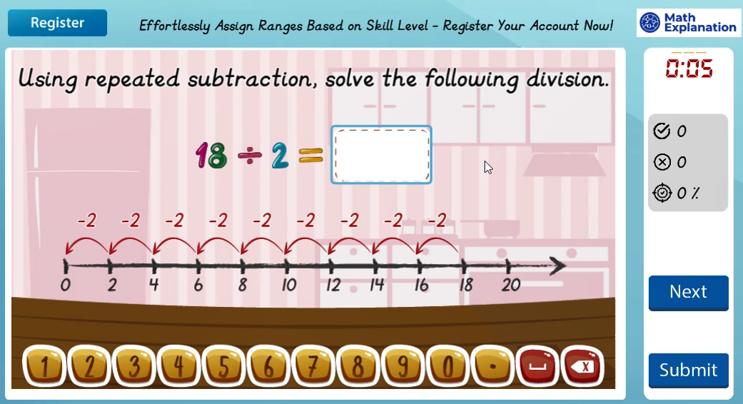Math Explanation | Model Division by repeated subtraction: 2s ...