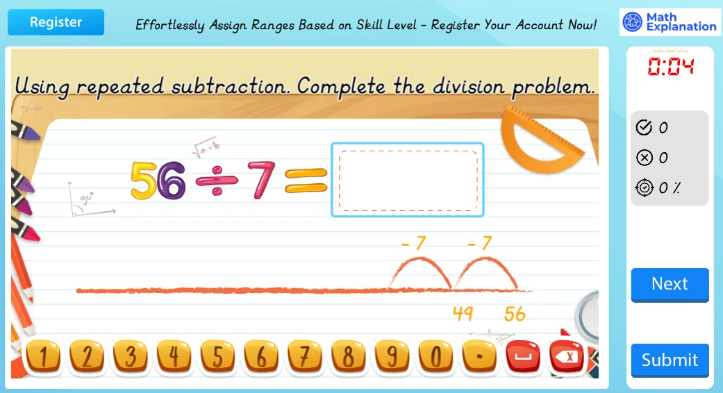 Math Explanation | Division as repeated subtraction - 7 - Engaging ...