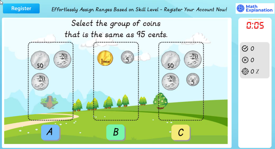 Math Explanation | Calculating equivalent amounts with coins and notes ...