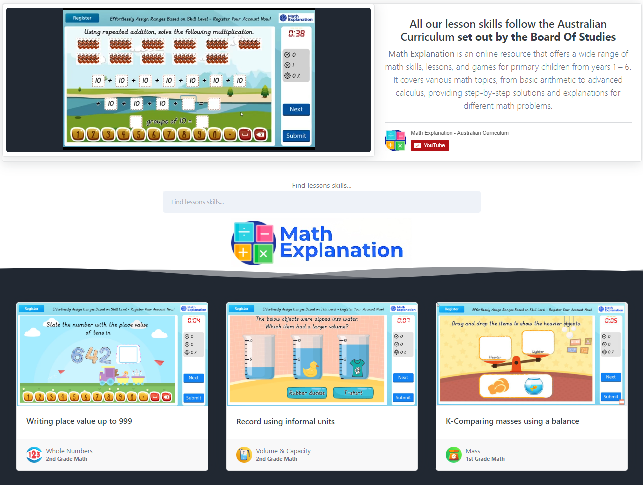 Math Explanation | Engaging Primary Maths Software - Lesson Skills