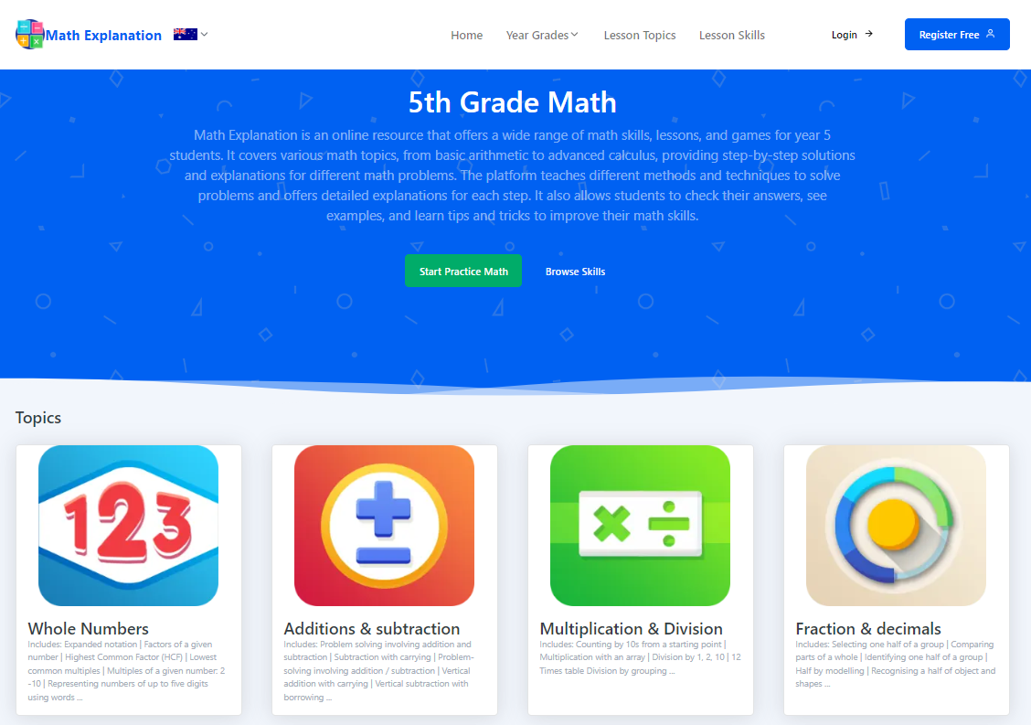 Math Explanation - Engaging Primary Maths Software - 5th Grade Math